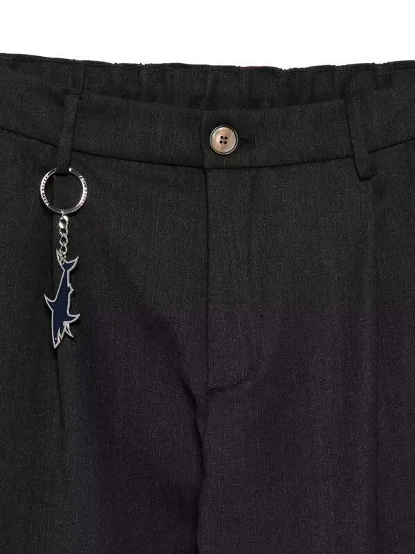 Paul & Shark Pleated Trousers With Shark Keychain Detail - Black