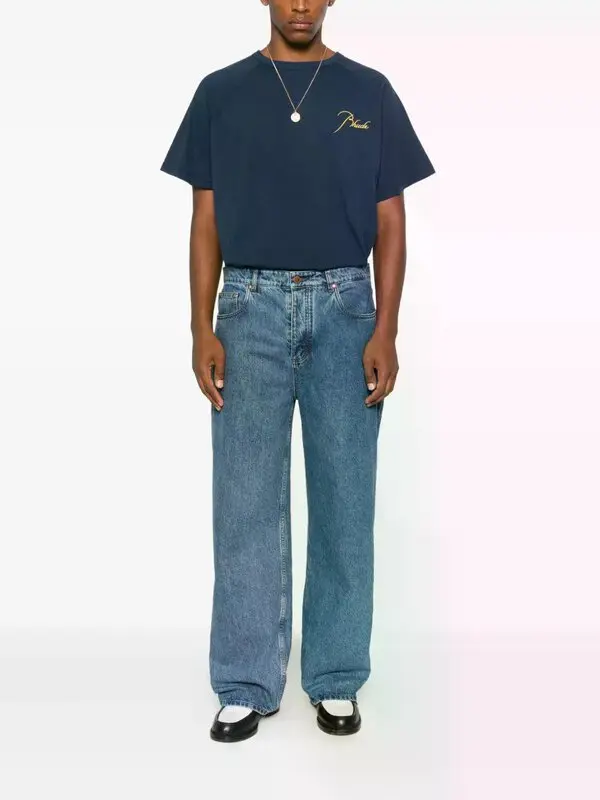 Rhude Embroidered Raglan-sleeve T-shirt - Blue