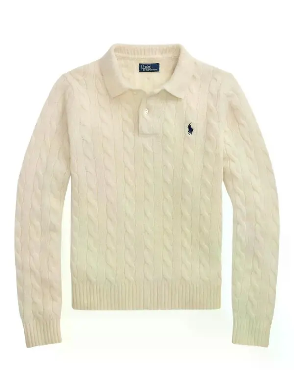 Polo Ralph Lauren Cream Cable-knit Polo Sweater - Neutrals