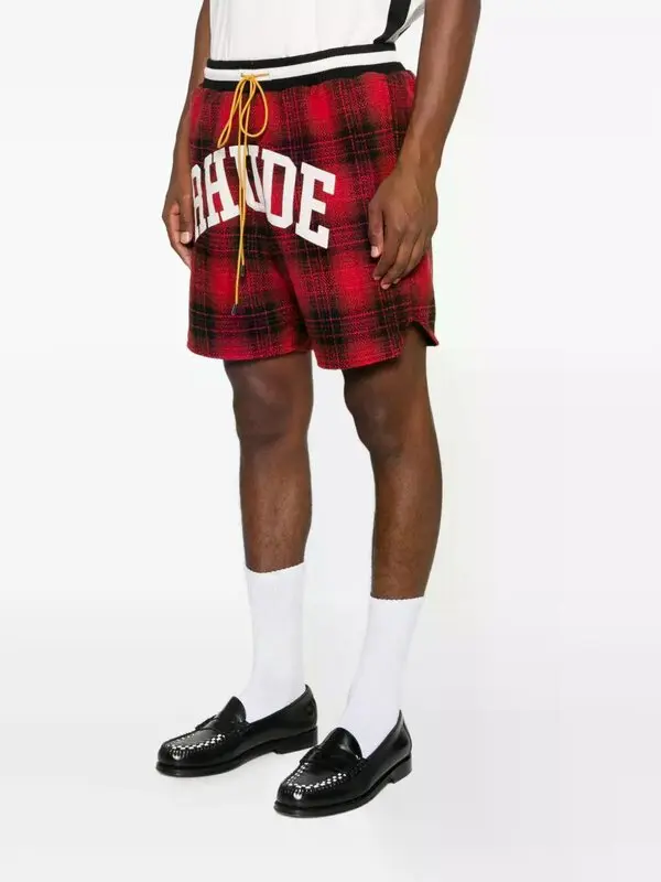 Rhude Collegiate Logo Plaid Shorts