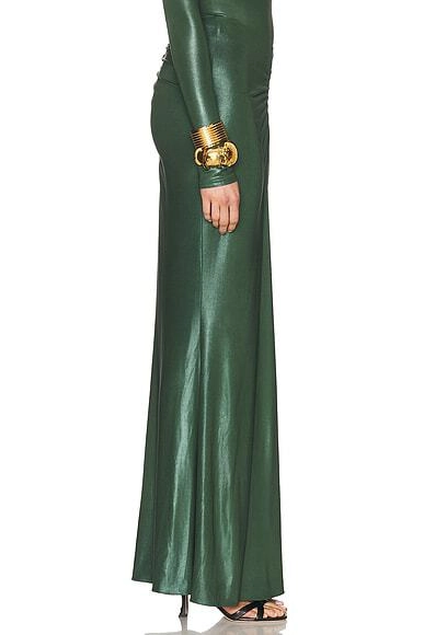 Lapointe Coated Jersey Ruched Maxi Skirt - Forest