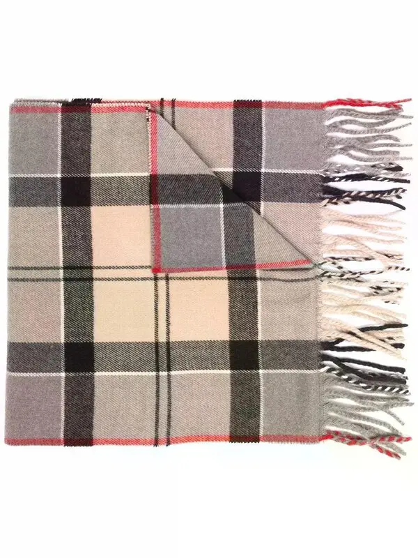 Barbour Plaid-check Fringed Scarf - Neutrals