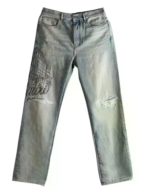 Amiri Crystal Hotel Jean Distressed Denim