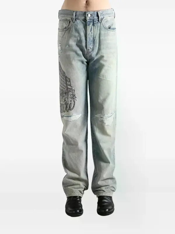 Amiri Crystal Hotel Jean Distressed Denim
