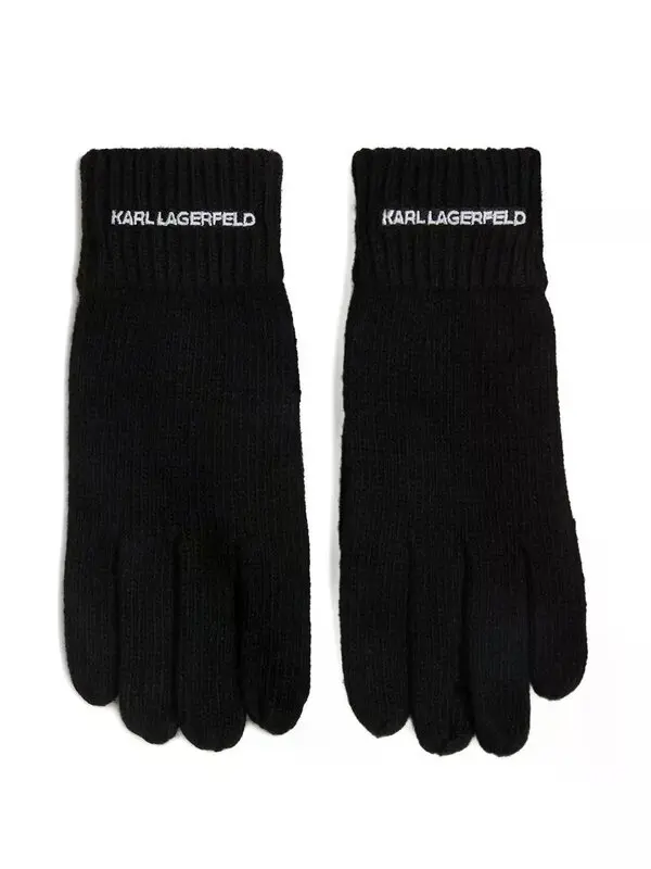 Karl Lagerfeld K/essential Logo Knit Gloves - Black