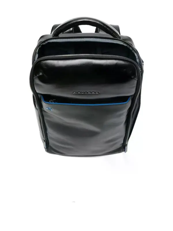 PIQUADRO Leather Top-handle Backpack - Black