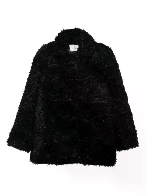 GESTUZ Long-sleeve Textured Coat - Black