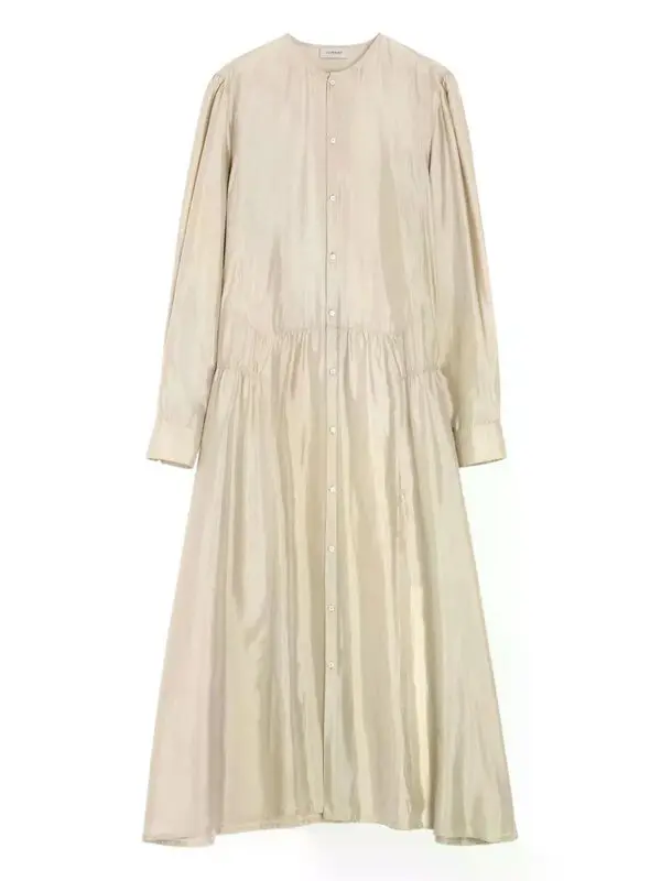 LEMAIRE Gathered Buttoned Maxi Dress - Neutrals