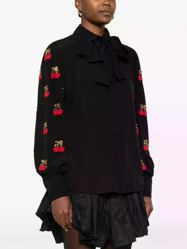 Valentino Garavani Embellished Cherry Bow Blouse