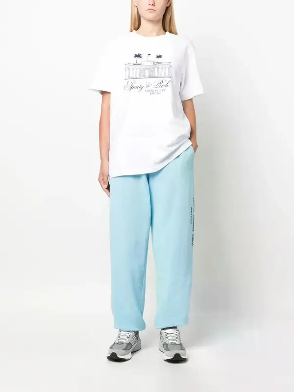 SPORTY & RICH Logo Print Cotton Track Pants