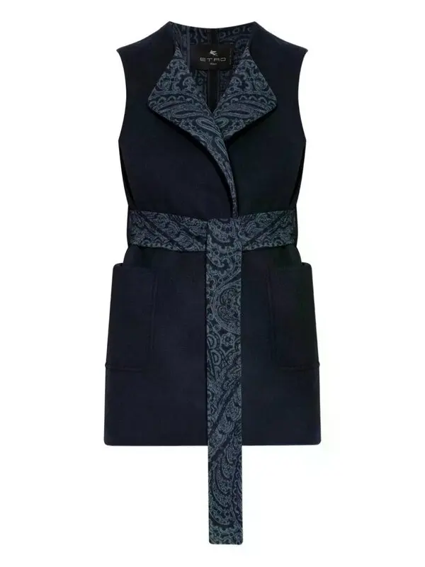 Etro Paisley-trimmed Belted Waistcoat