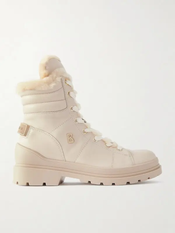 Bogner St. Moritz Embellished Shearling-lined Leather Ankle Boots - Neutrals