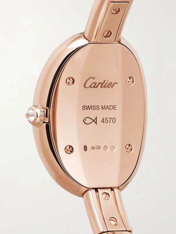 Cartier Baignoire Mini 18-karat Rose Gold And Diamond Watch - White