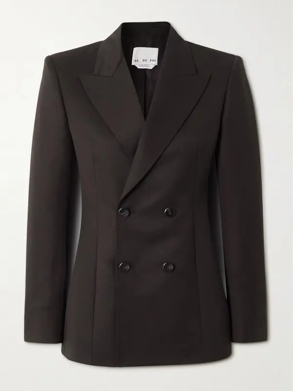Sasuphi Wool Double-breasted Blazer With Peak Lapels