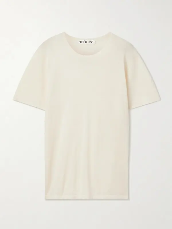 Eterne Boyfriend Cashmere-jersey T-shirt - Neutrals