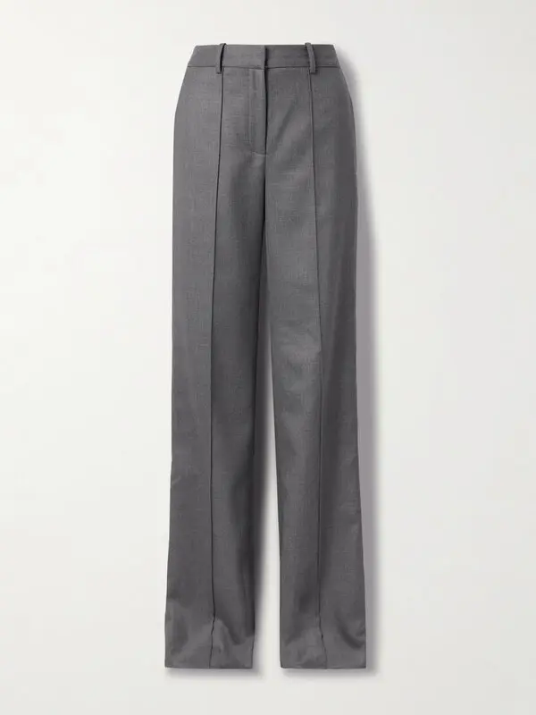 Adam Lippes Wyatt Wool-blend Twill Straight-leg Trousers - Gray