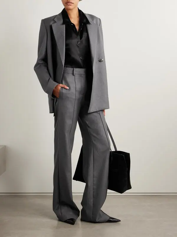 Adam Lippes Wyatt Wool-blend Twill Straight-leg Trousers