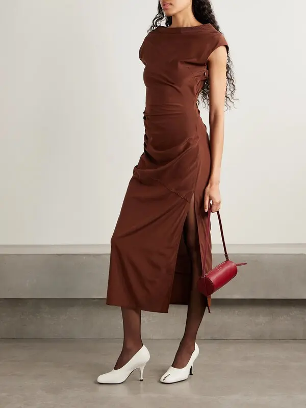 Proenza Schouler Draped Crepe De Chine Midi Dress
