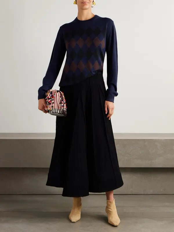 Proenza Schouler Vivian Argyle Wool And Silk-blend Sweater - Blue