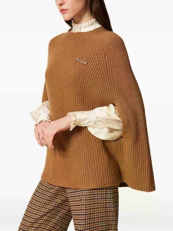 TWINSET Ribbed Jewel-embellished Cape