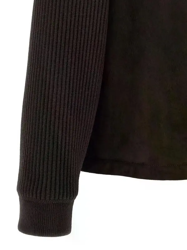 Brioni Ribbed-sleeve Suede Bomber Jacket