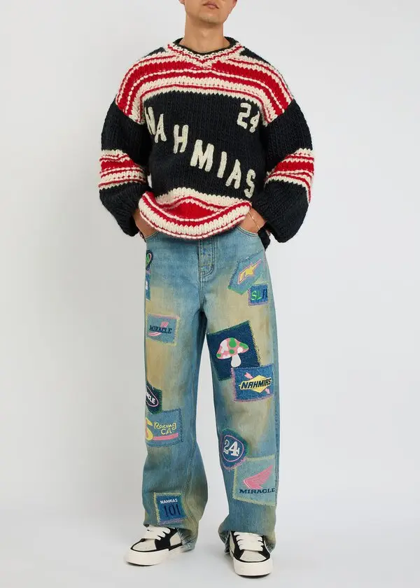 NAHMIAS Logo Striped-intarsia Wool Jumper