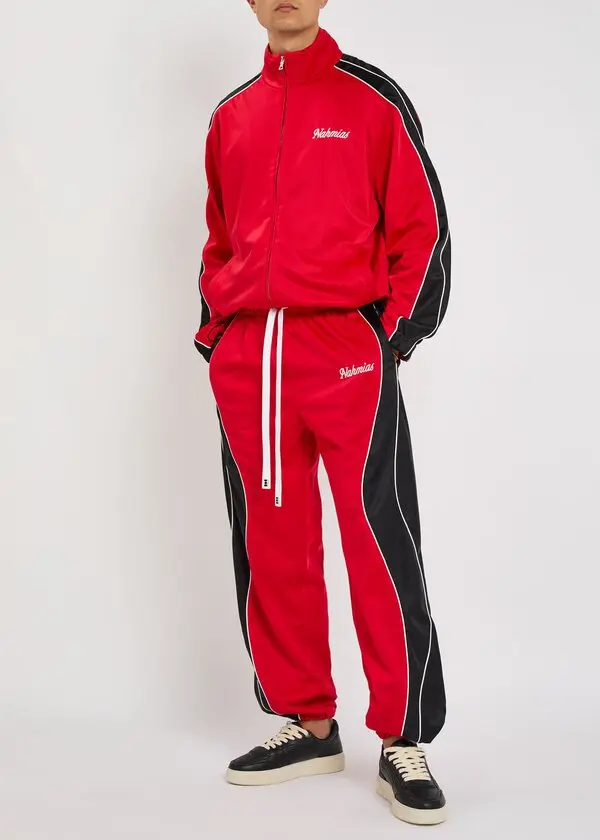 NAHMIAS Ollie Logo Panelled Jersey Track Pants - Red