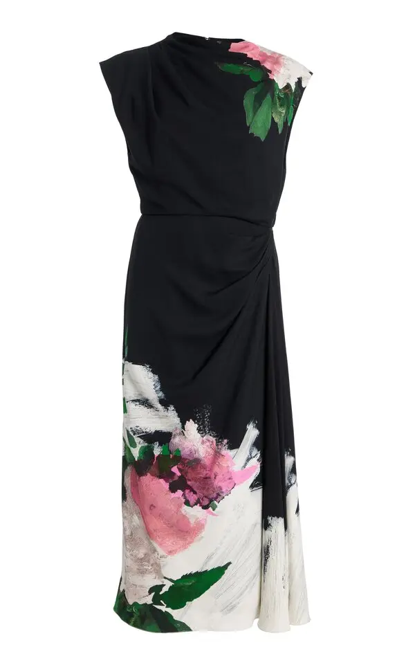 Erdem Printed Satin Midi Dress - Multi