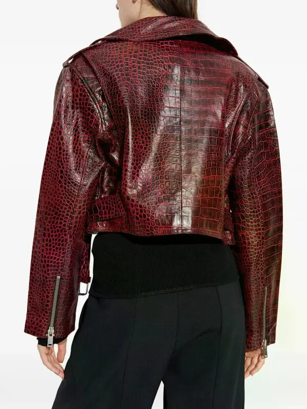 GESTUZ Crocodile-effect Leather Jacket