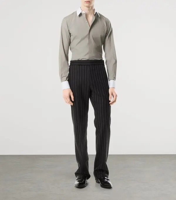 TOM FORD Cotton Contrast-trim Shirt - Grey
