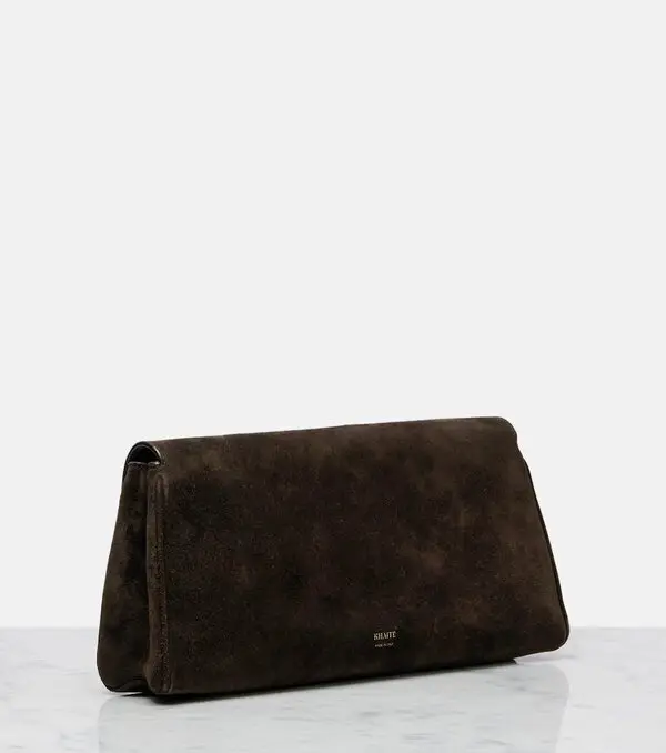 Khaite Audrey Suede Clutch - Brown