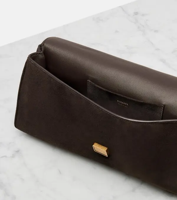 Khaite Audrey Suede Clutch - Brown