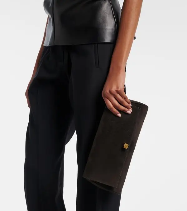 Khaite Audrey Suede Clutch - Brown
