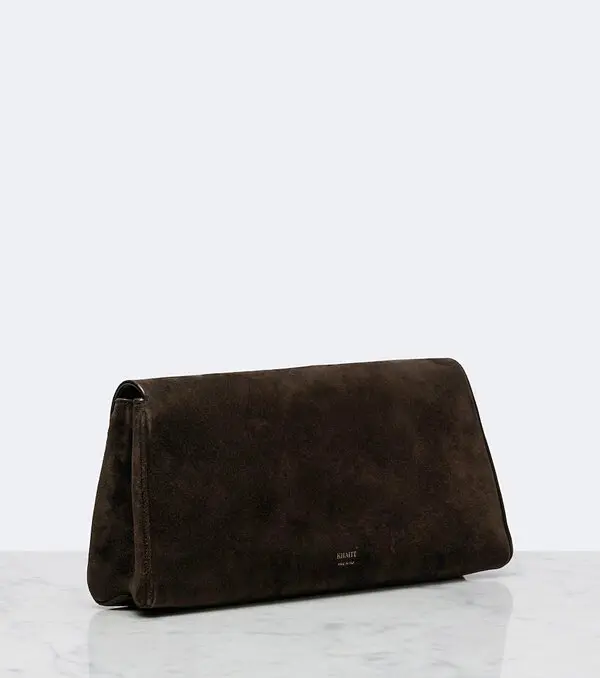 Khaite Audrey Suede Clutch - Brown
