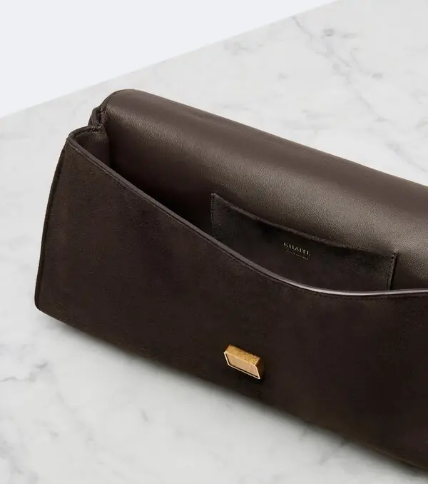 Khaite Audrey Suede Clutch - Brown