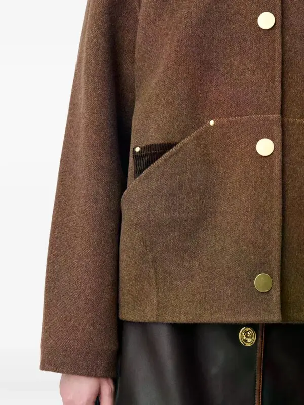 Claudie Pierlot Corduroy Collar Wool Blend Coat