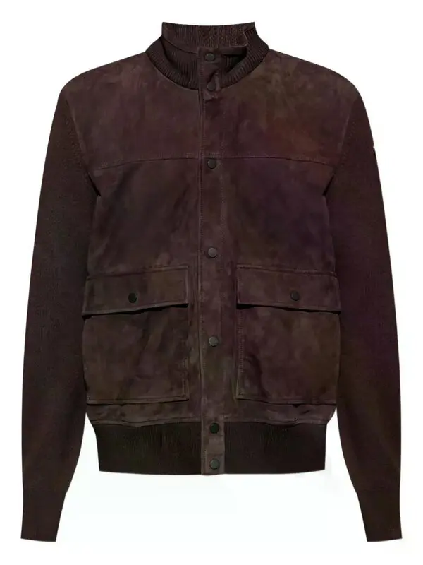 Moncler Suede Knitted Panel Cardigan