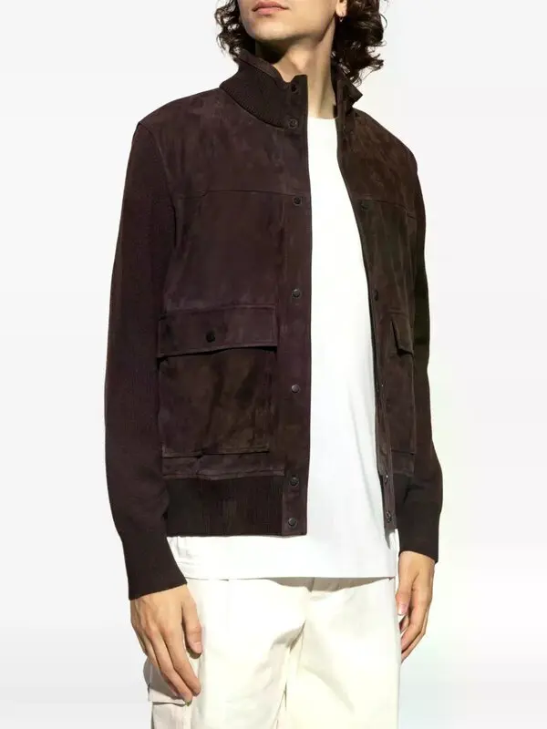 Moncler Suede Knitted Panel Cardigan