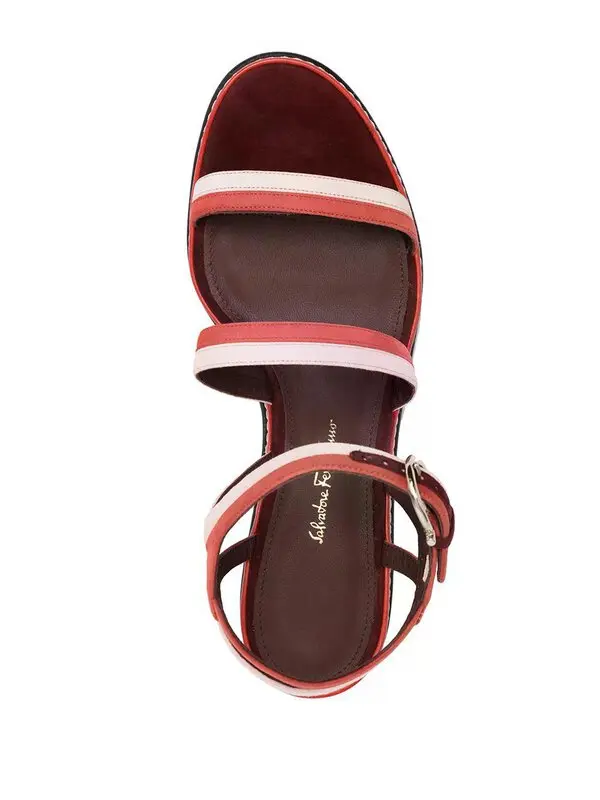 FERRAGAMO Suede Block Heel Sandals