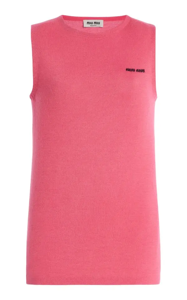Miu Miu Cashmere-silk Fine Knit Vest - Pink