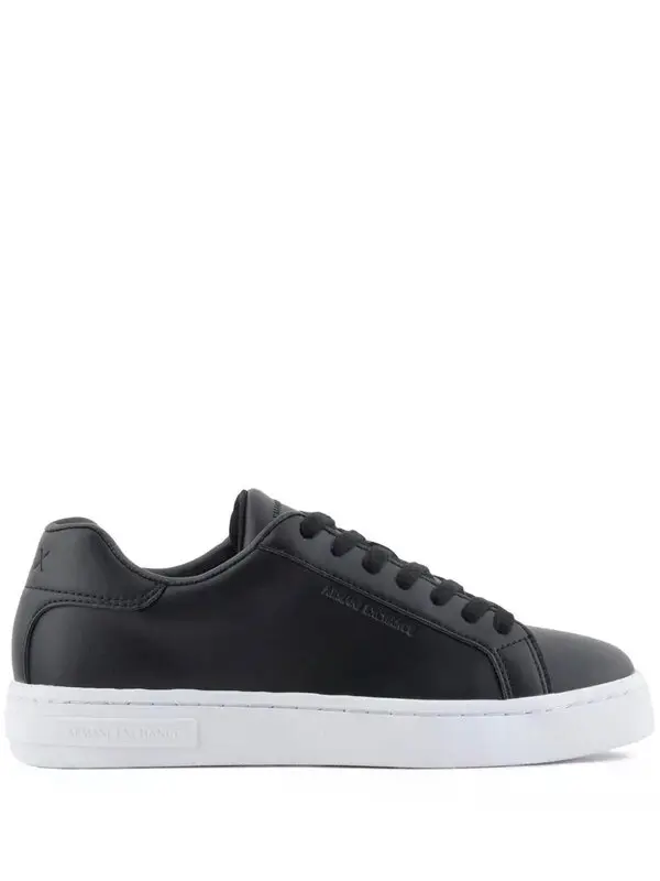 Armani Exchange Leather Logo Sneakers - Black