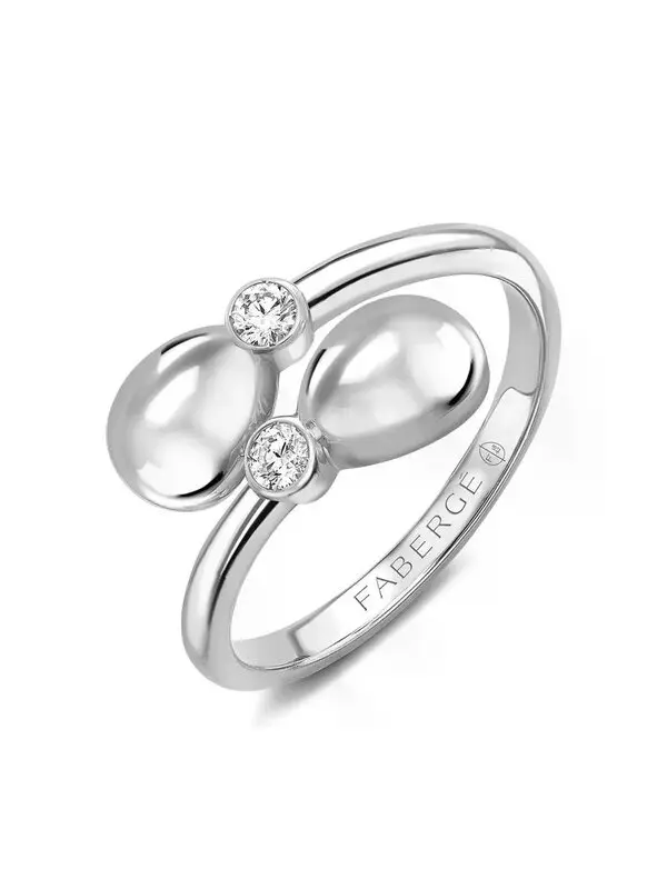 Faberge 18k White Gold Crossover Diamond And Ruby Ring - Silver
