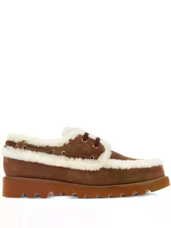 Valentino Garavani Shearling-trimmed Suede Loafers - Brown