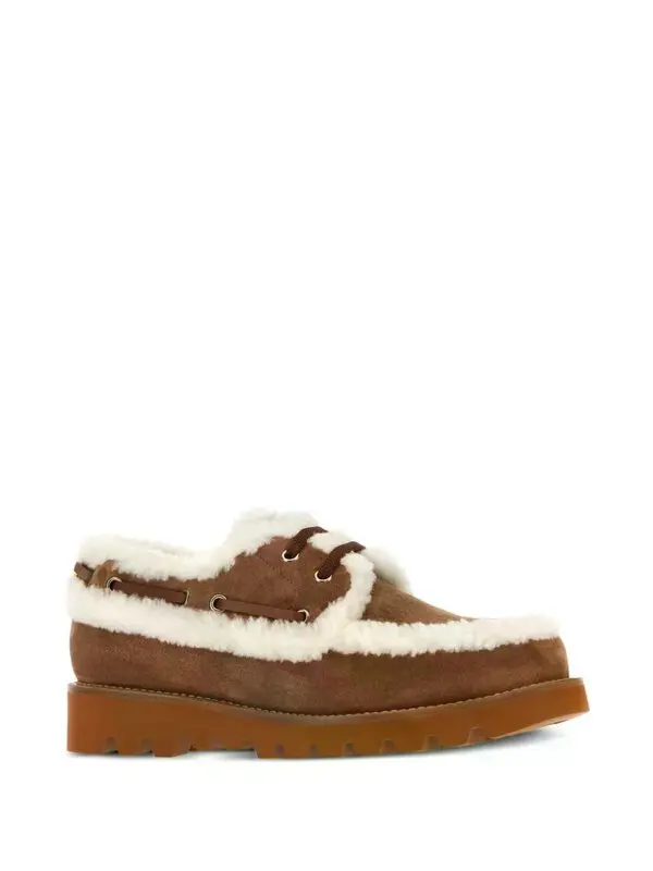Valentino Garavani Shearling-trimmed Suede Loafers