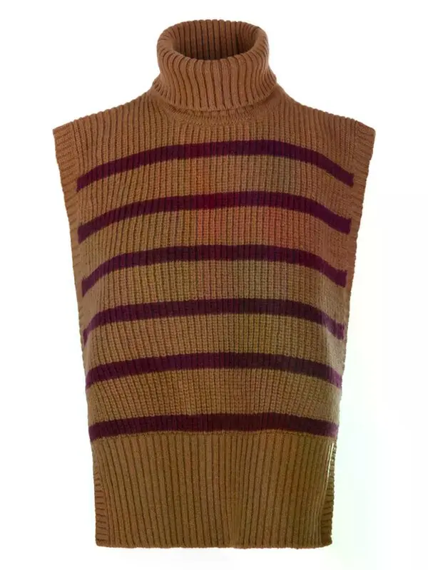 DAVANTINO Turtleneck Striped Vest - Brown