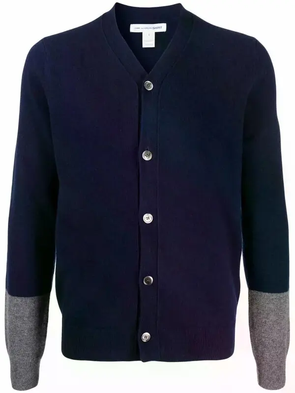 Comme Des Garçons V-neck Wool Cardigan - Blue