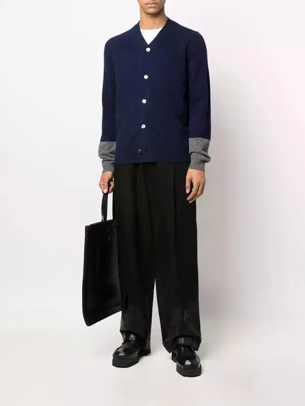 Comme Des Garçons V-neck Wool Cardigan - Blue