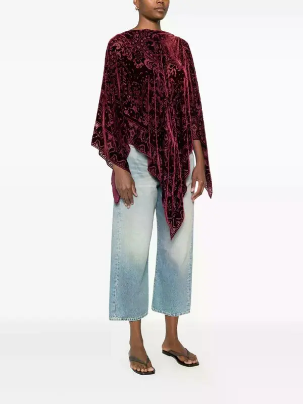 Etro Paisley Pattern Velvet Poncho - Red