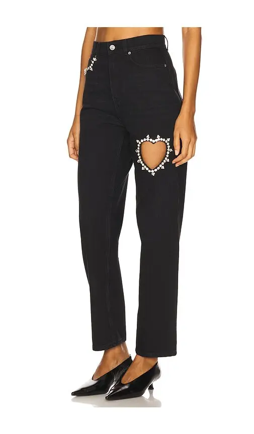 AREA Crystal Heart Jean - Black