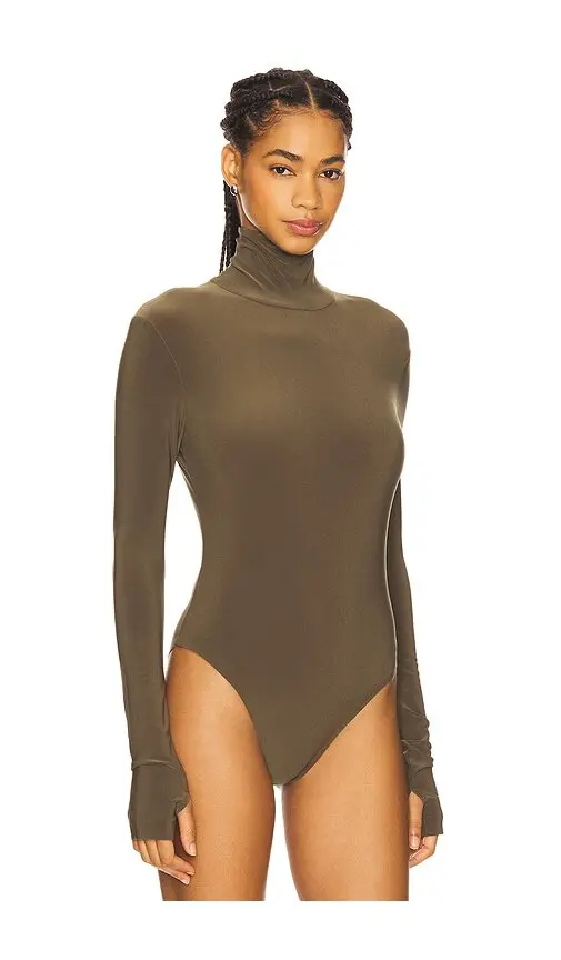 Norma Kamali Long Sleeve Turtleneck Bodysuit - Olive